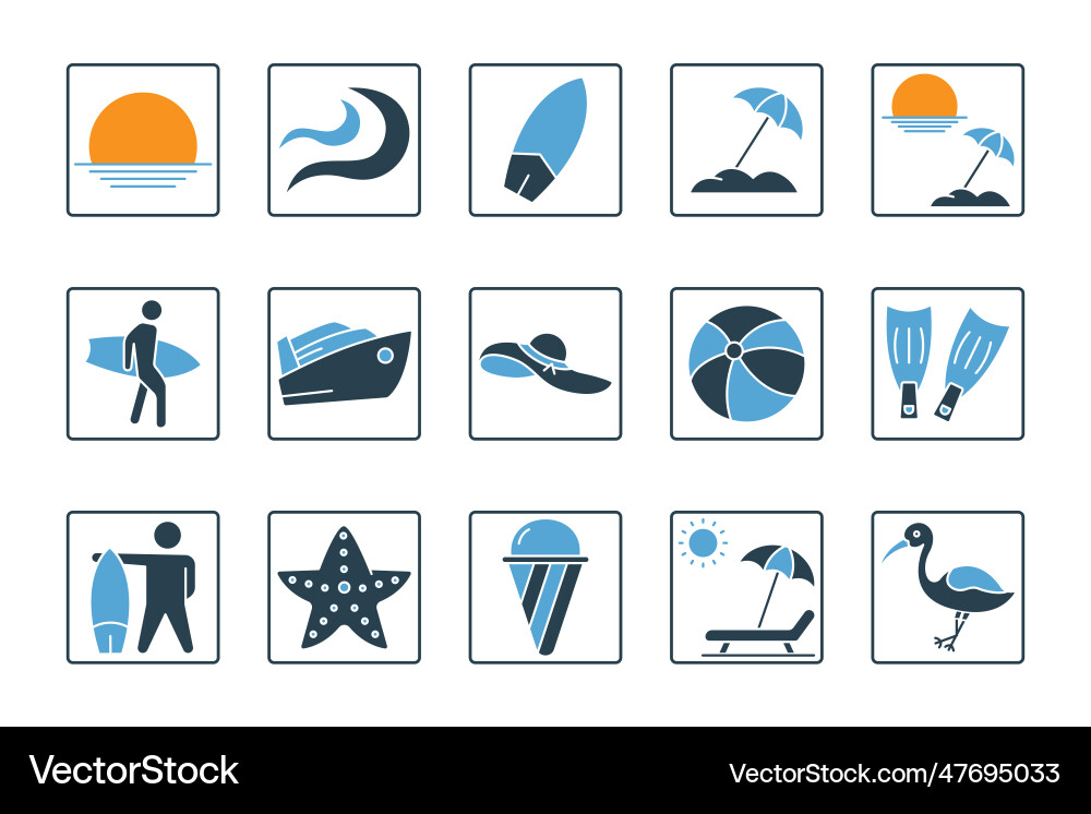 Summer set icon contains sunsets icon sunrises Vector Image