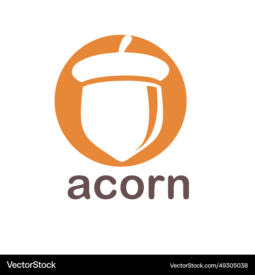 Acorn logo template design with leaves Royalty Free Vector