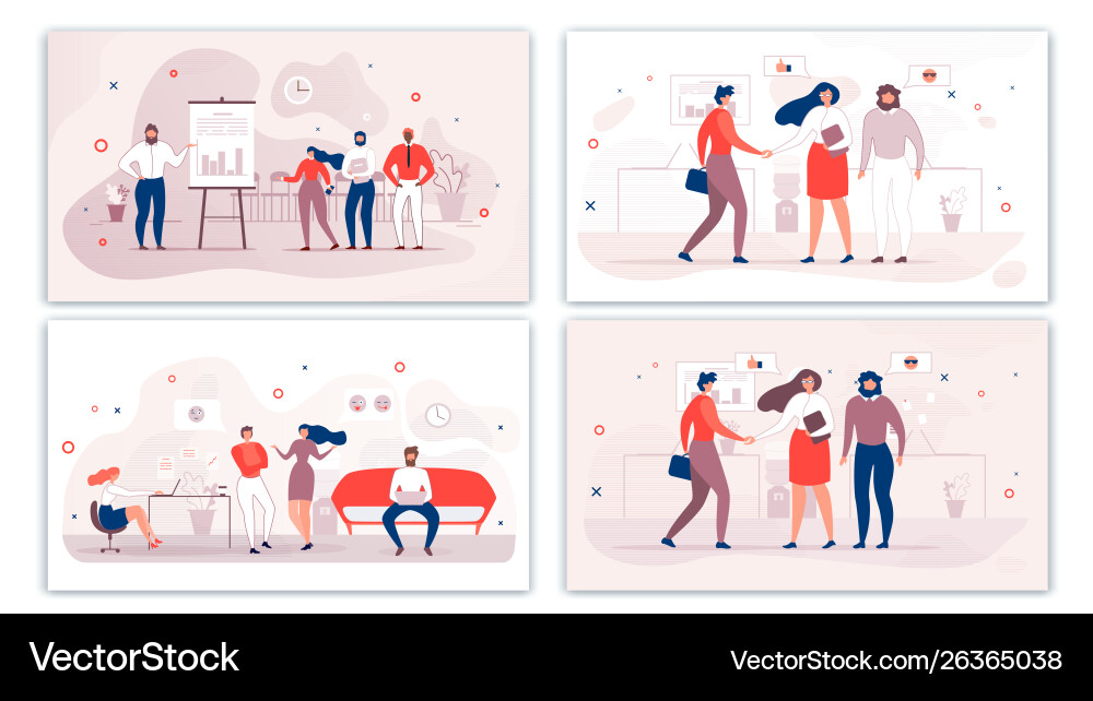 Cartoon office people characters communication set