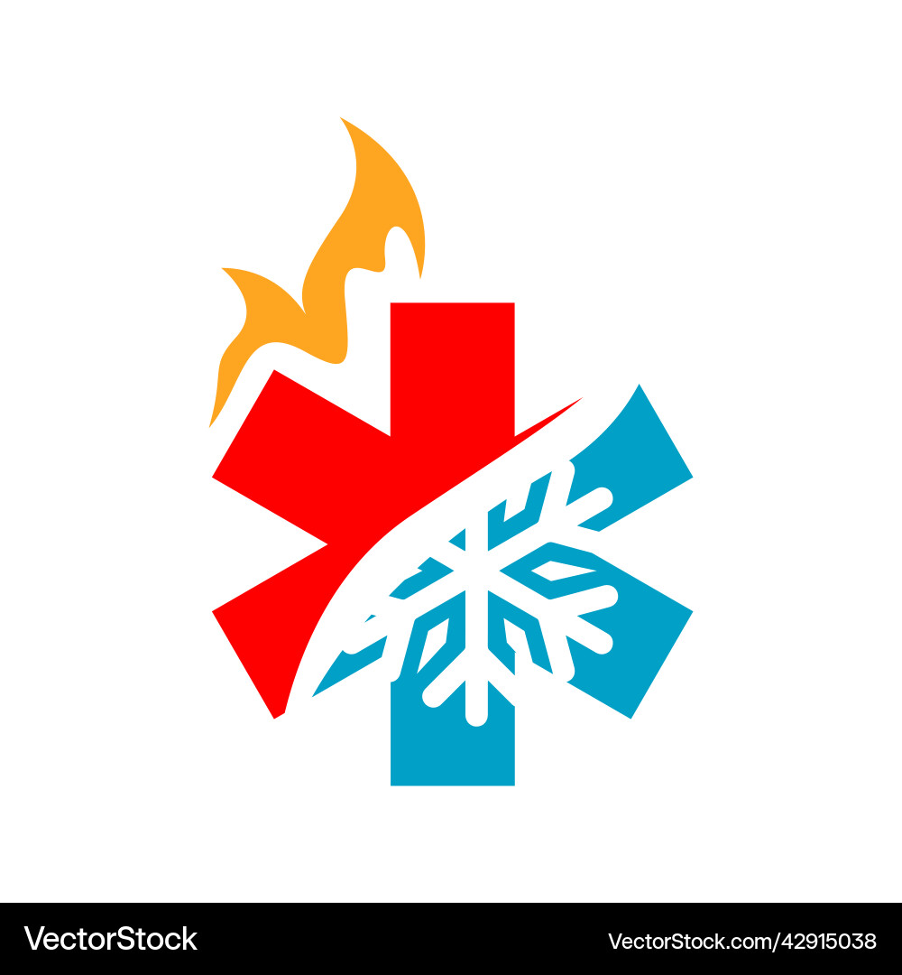 Fire ice heating and cooling logo design hvac Vector Image