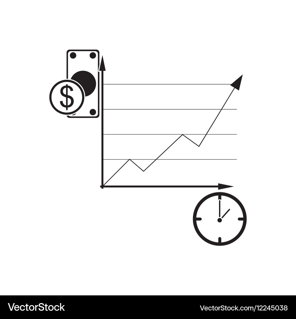 Flat icon in black and white economic graph Vector Image