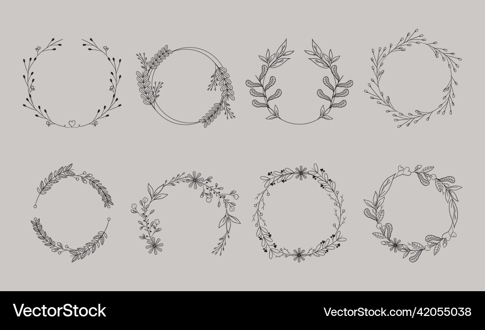 Floral decorative wreaths Royalty Free Vector Image