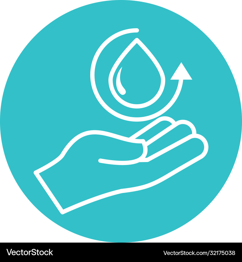 Hand save water drop nature liquid blue block Vector Image