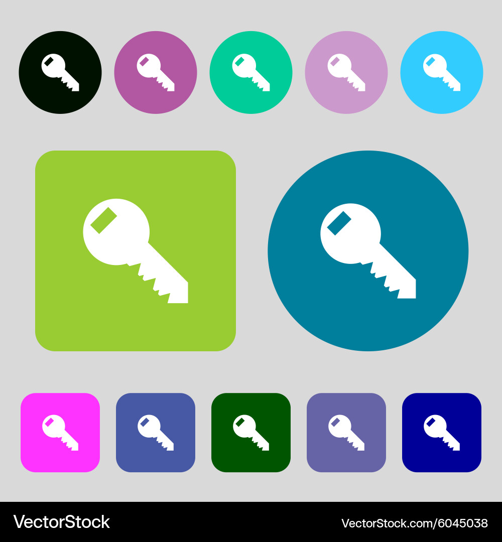 Key sign icon unlock tool symbol 12 colored Vector Image