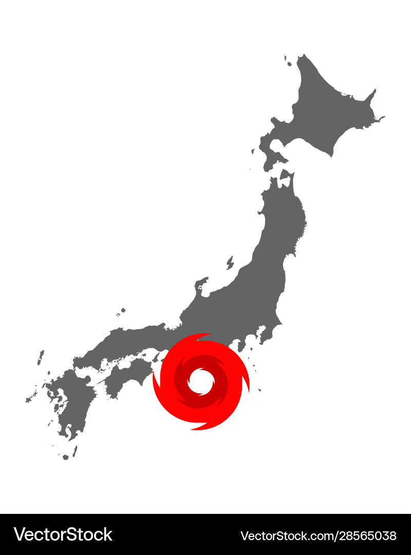 Map japan and hurricane symbol Royalty Free Vector Image