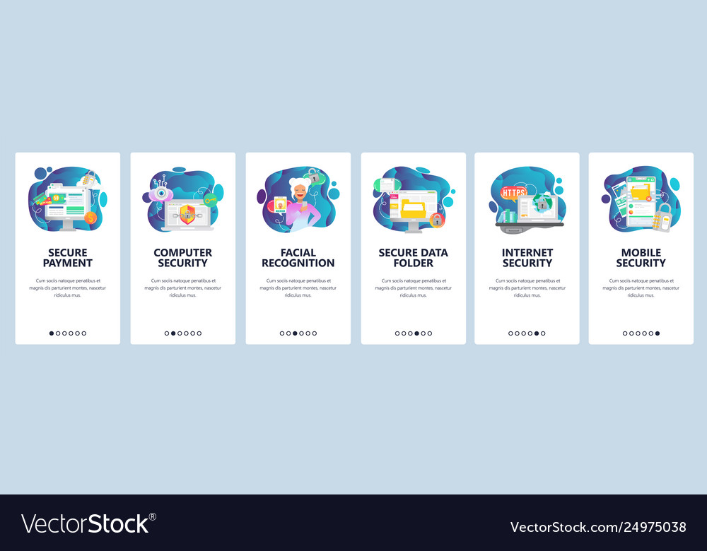 Mobile App Onboarding Screens Internet Security Vector Image