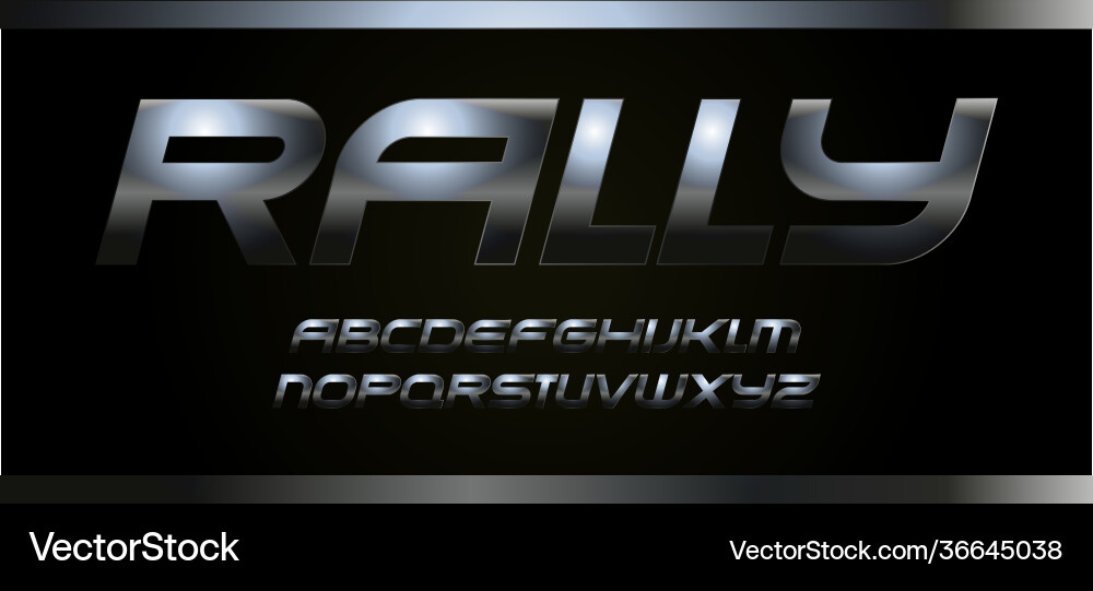 Modern sport font with metallic texture Royalty Free Vector
