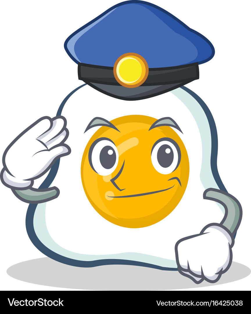 Police fried egg character cartoon Royalty Free Vector Image