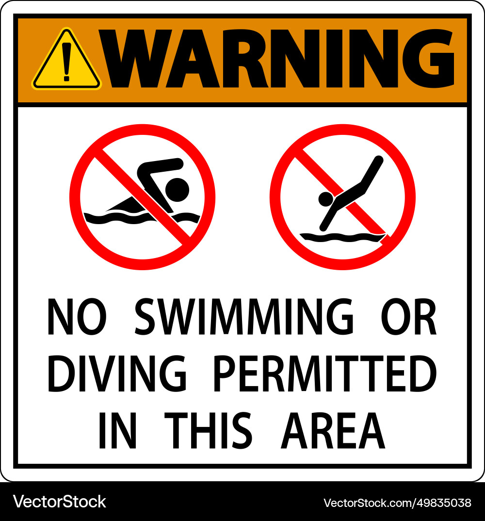 Pool warning sign no swimming or diving permitted Vector Image