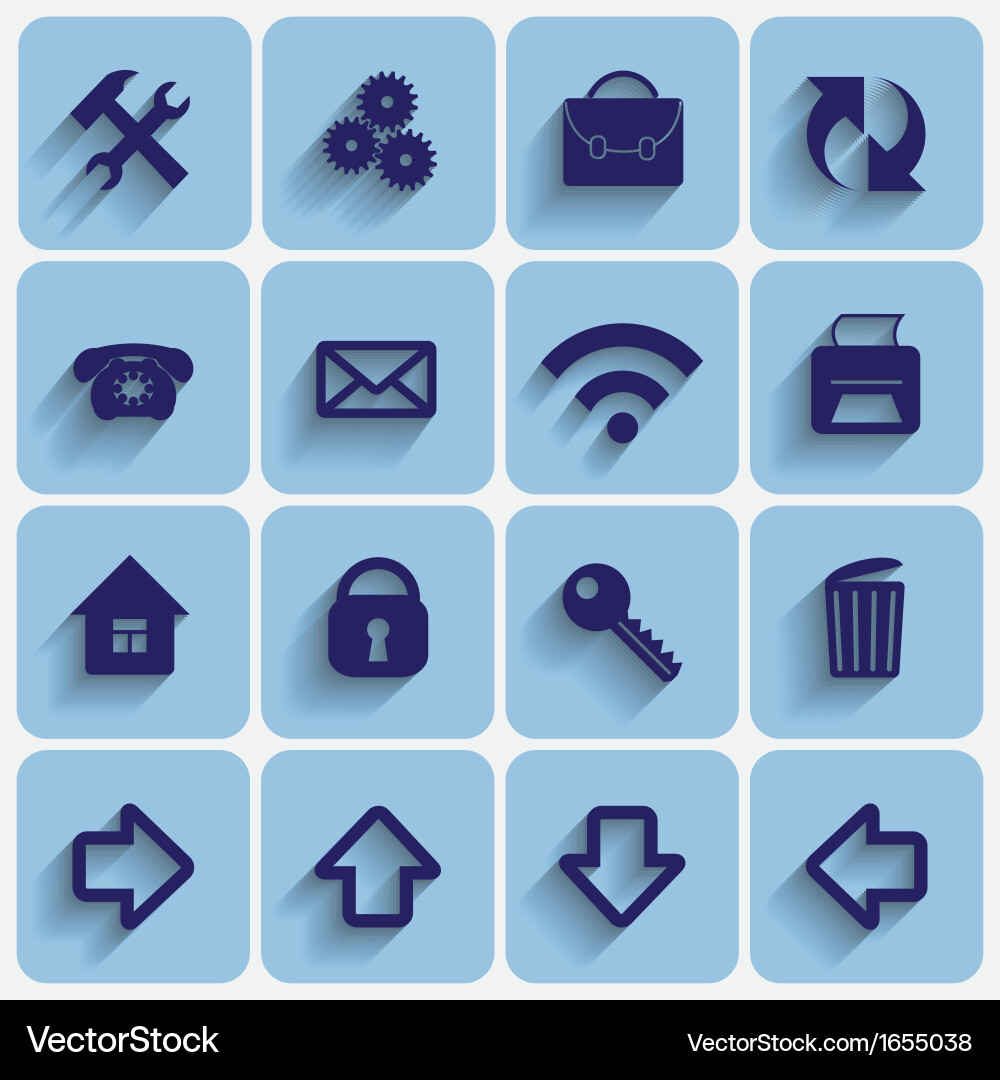 Set of light blue flat style square buttons Vector Image