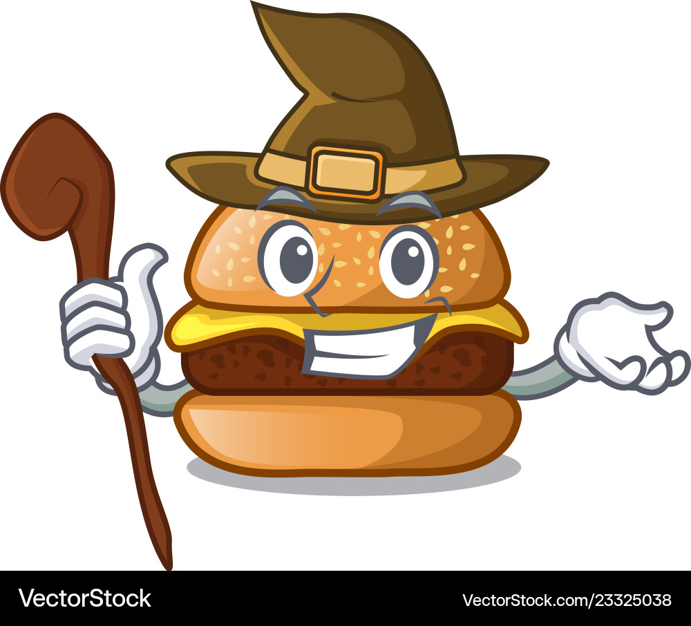 Witch cheese burger located on plate cartoon Vector Image