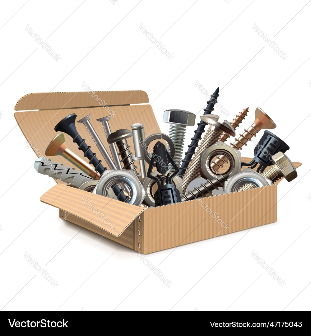 Carton box with fasteners Royalty Free Vector Image