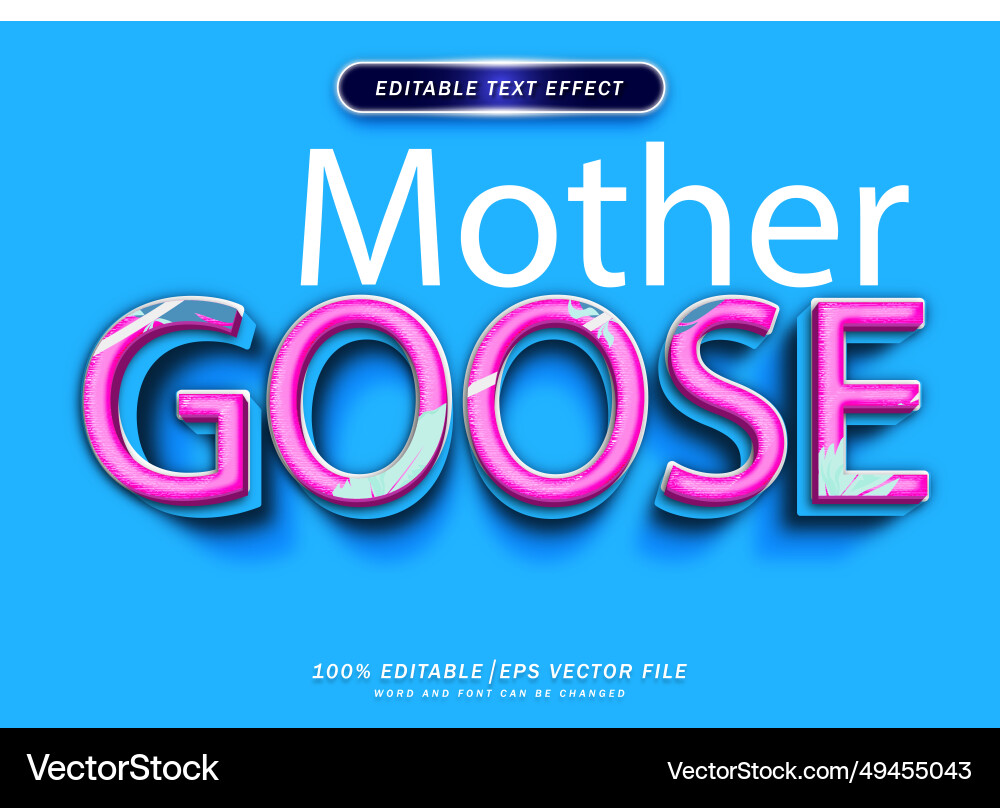 Colorful 3d mother goose text effect title Vector Image
