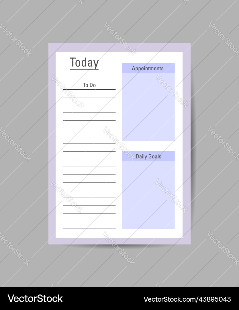 Daily planner on a white background templates Vector Image