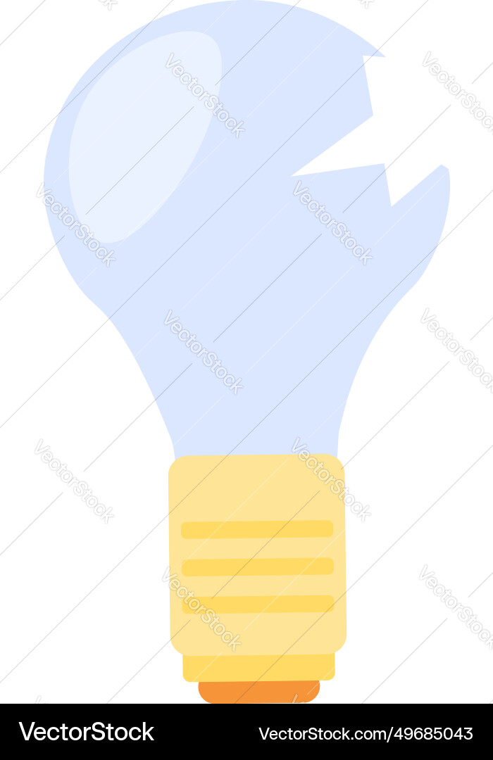 Flat glass waste broken light bulb socket icon Vector Image