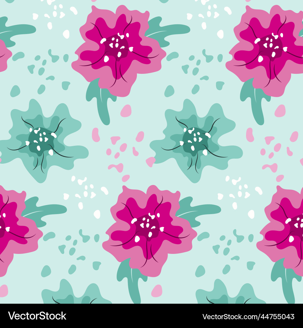 Floral colorful seamless pattern hand drawing Vector Image