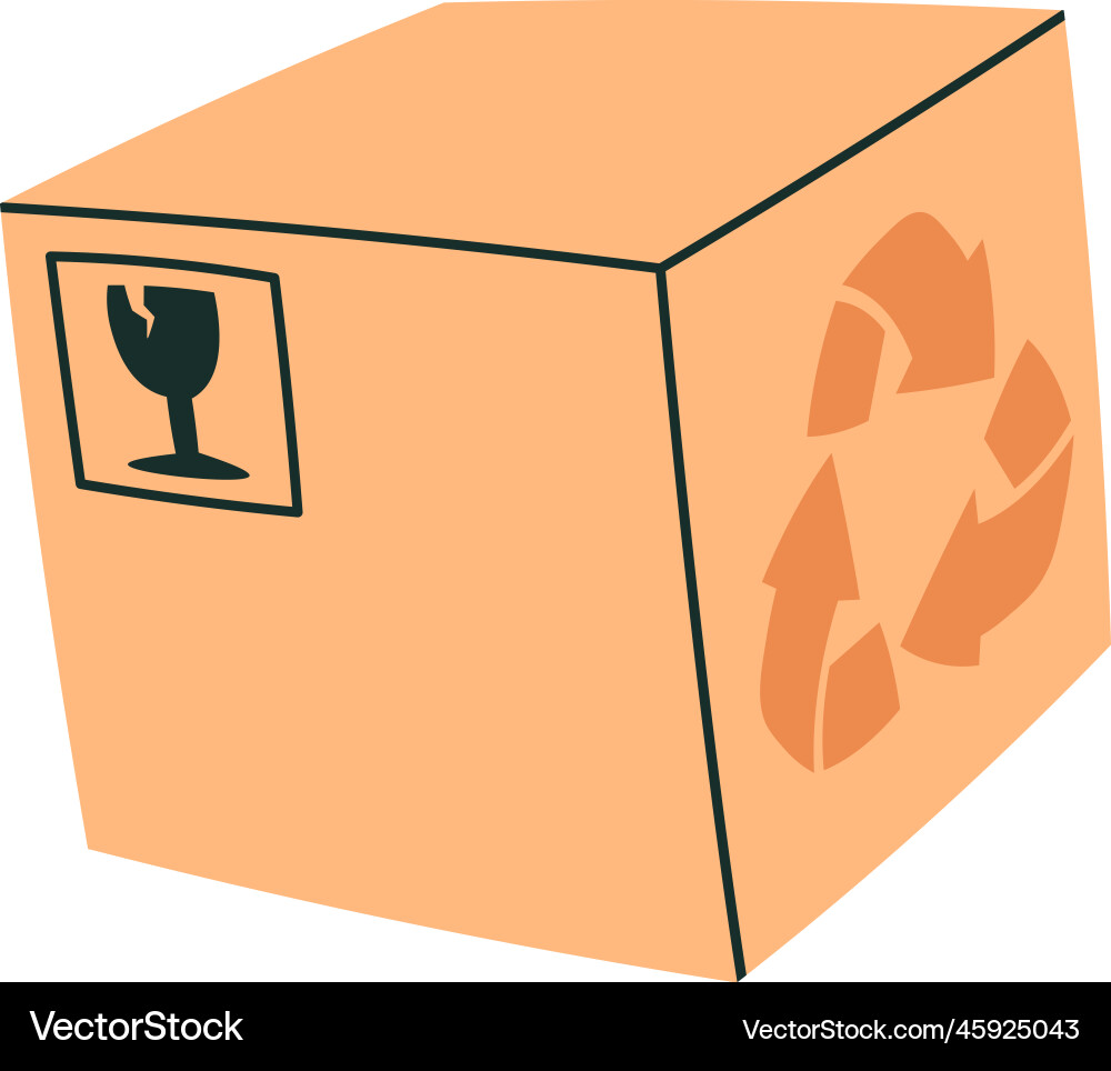 Fragile packaging symbol flat icon cartoon Vector Image