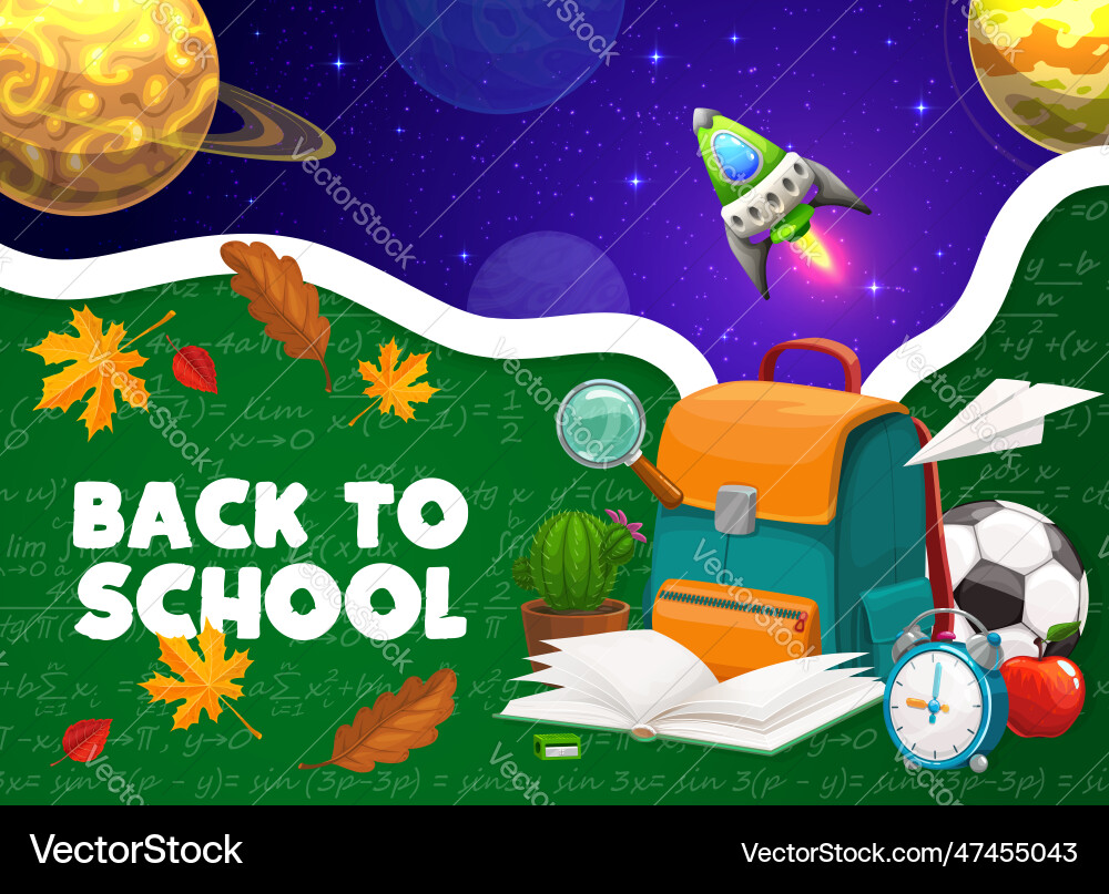 School education poster space planets and rockets Vector Image
