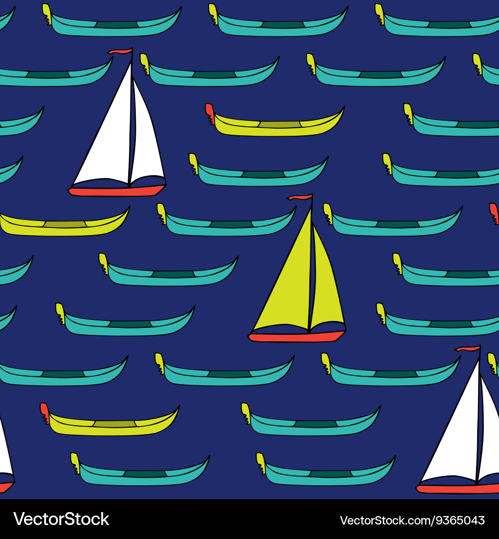 Seamless pattern of boats and sails Royalty Free Vector