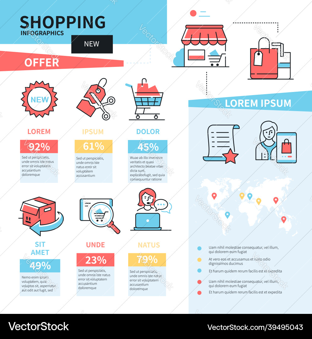 Shopping - line design style colored banner Vector Image