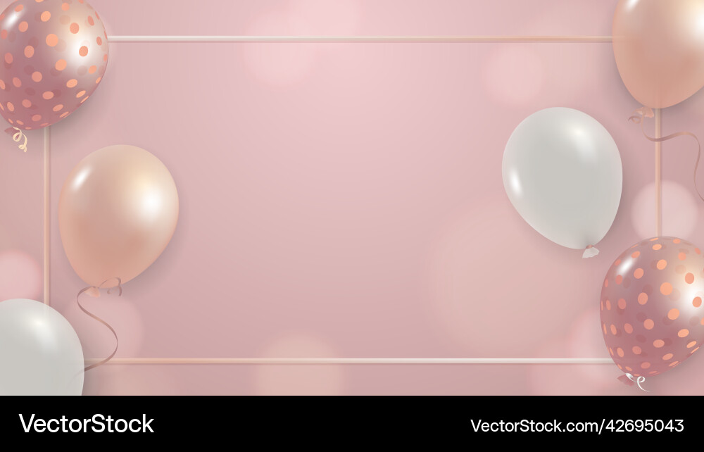 White and pink balloons frame design Royalty Free Vector
