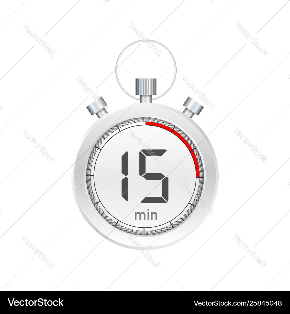 15 minutes stopwatch icon Royalty Free Vector Image