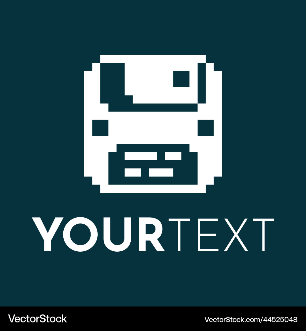 1bit pixel art logo of floppy disk Royalty Free Vector Image