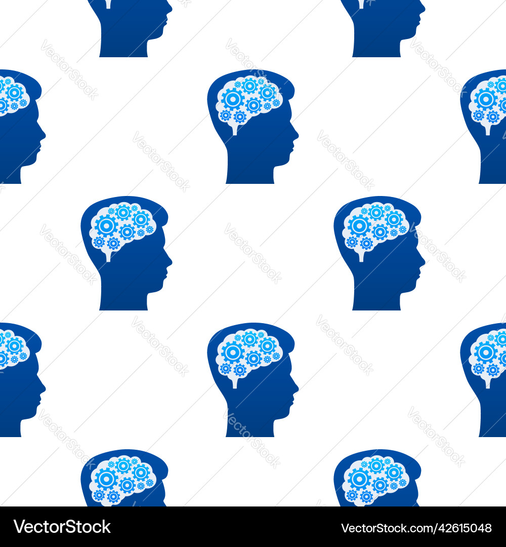 Abstract icon with silhouette man head gears Vector Image