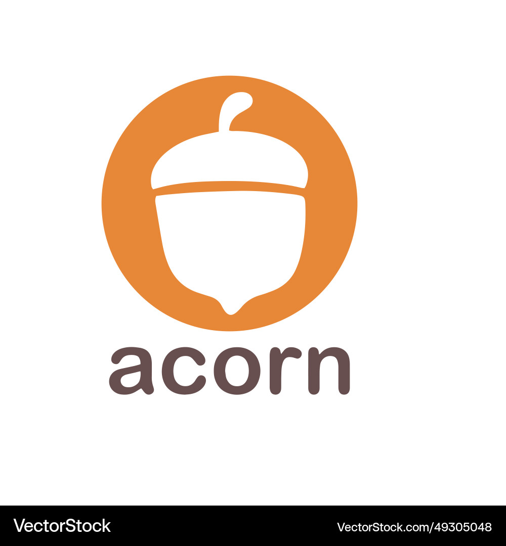 Acorn logo template design with leaves Royalty Free Vector