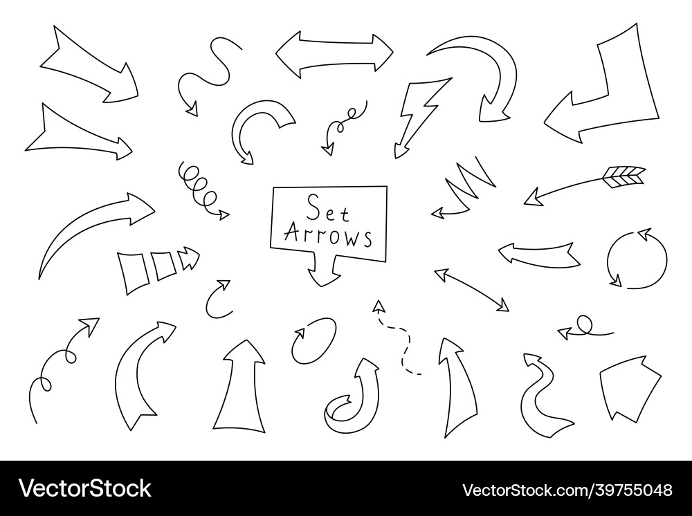 Arrow set in cartoon style Royalty Free Vector Image