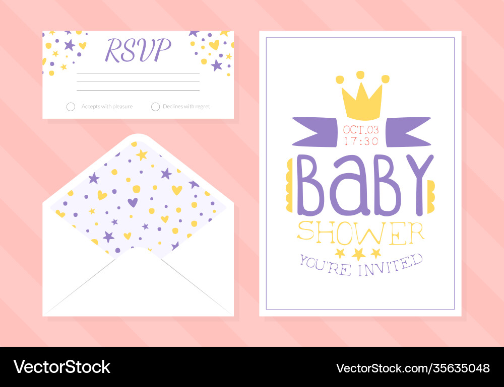 Graphic Rsvp Baby Shower Baby Shower Invitation Card Stock Vector