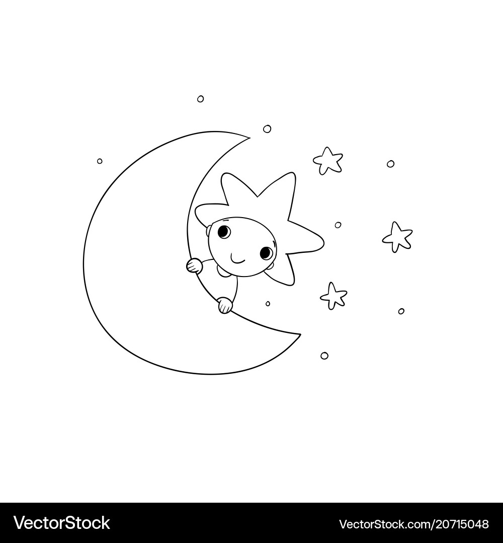 Boy is star and moon Royalty Free Vector Image
