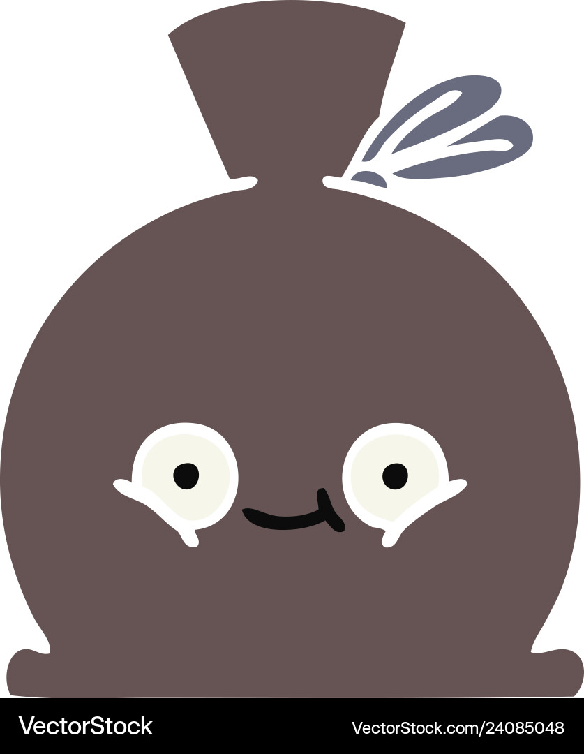 Flat color retro cartoon sack Royalty Free Vector Image