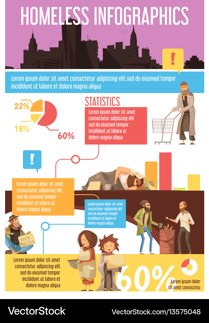 Homeless people infographics Royalty Free Vector Image