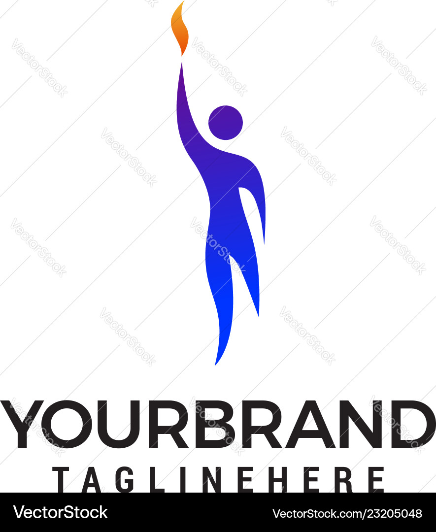 Human person in flame logo template Royalty Free Vector