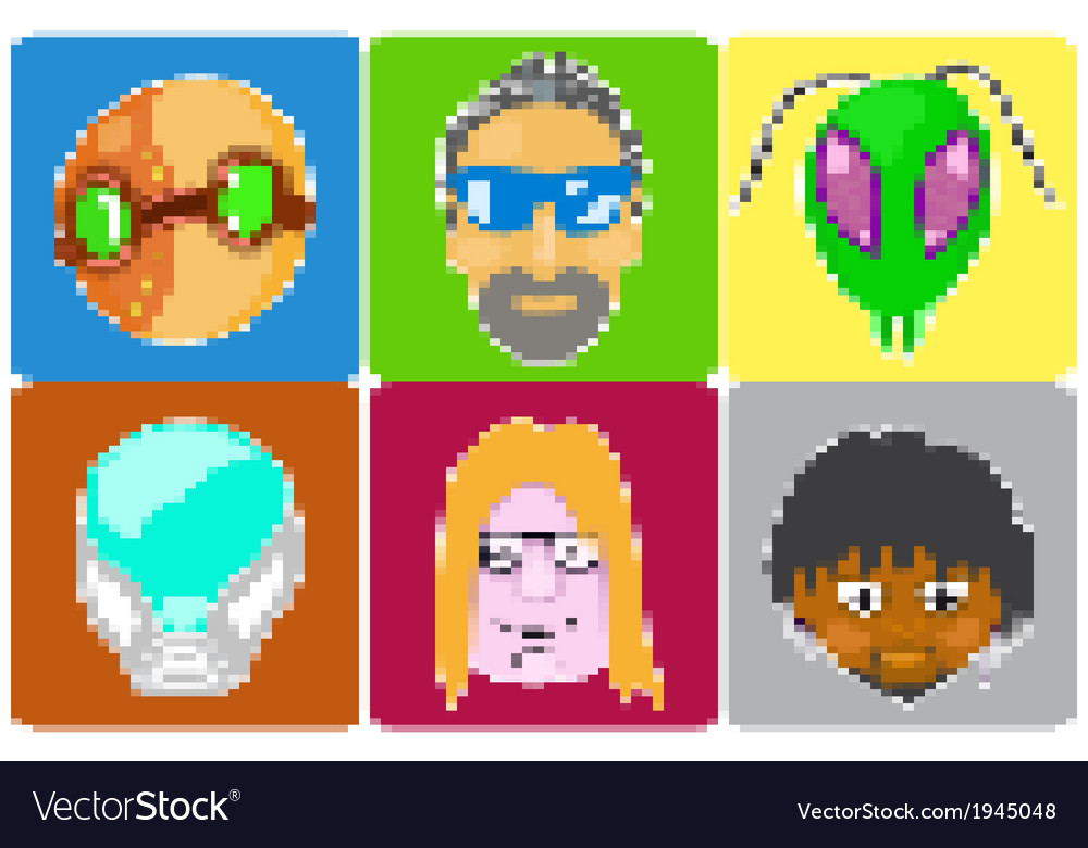 Icons avatars pixel art Royalty Free Vector Image