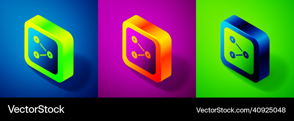 Isometric share icon isolated on blue purple Vector Image