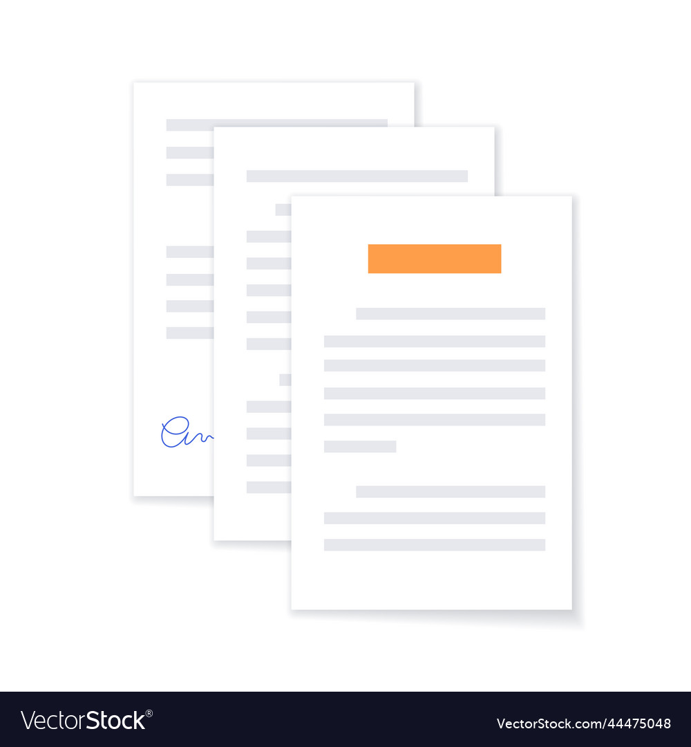 Paper document contract Royalty Free Vector Image