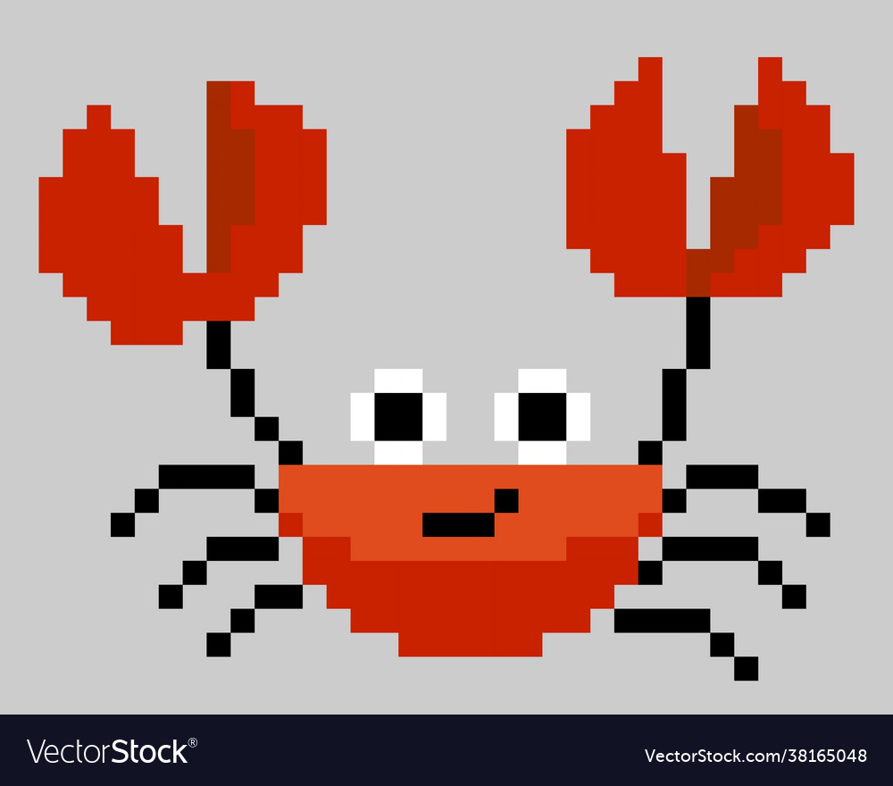 Pattern Crab Pixel Crab Image For Game Assets Vector Image