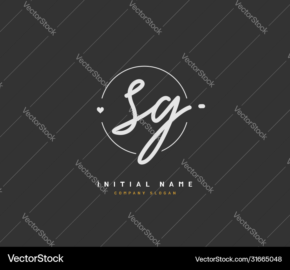 S g sg beauty initial logo handwriting Royalty Free Vector