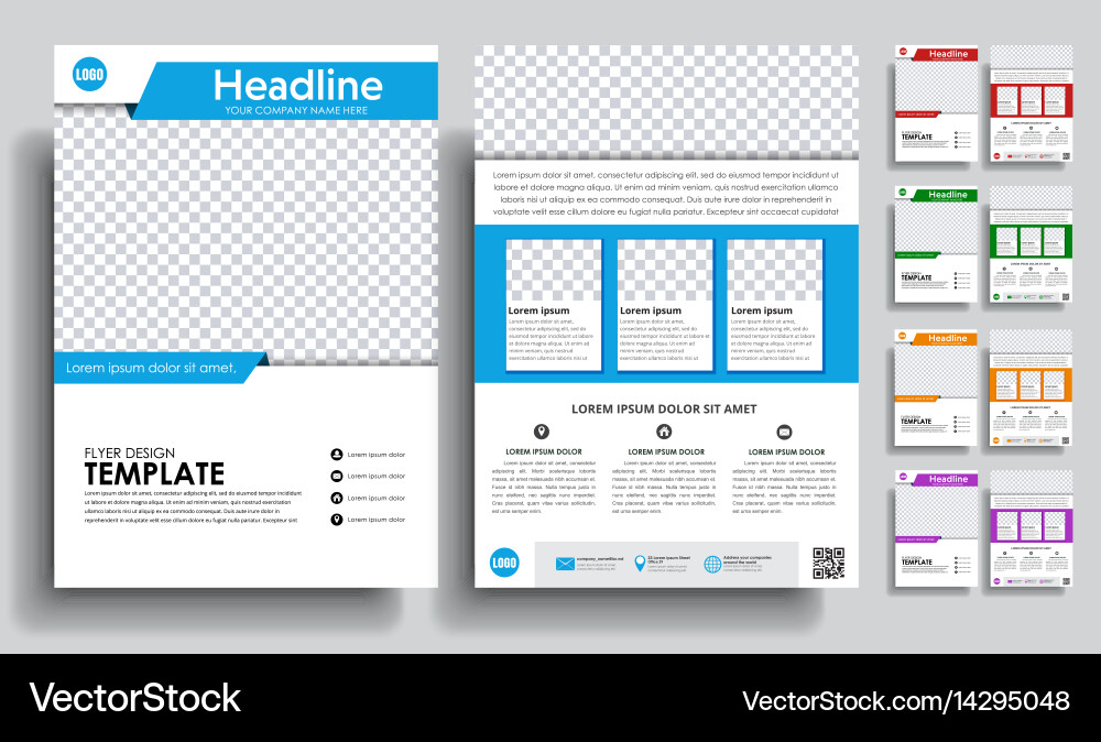 Set flyers brochure a4 with empty space for photo Vector Image