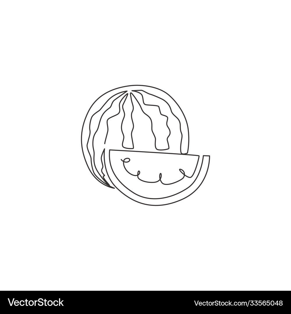 Single one line drawing sliced and whole Vector Image