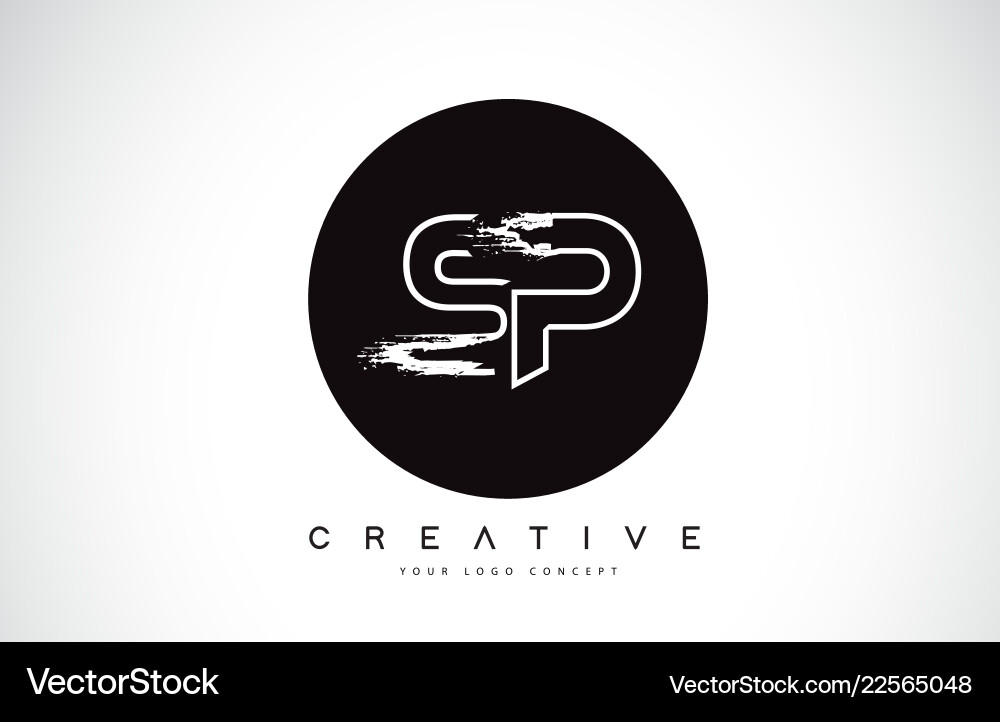 Sp modern leter logo design with black and white Vector Image
