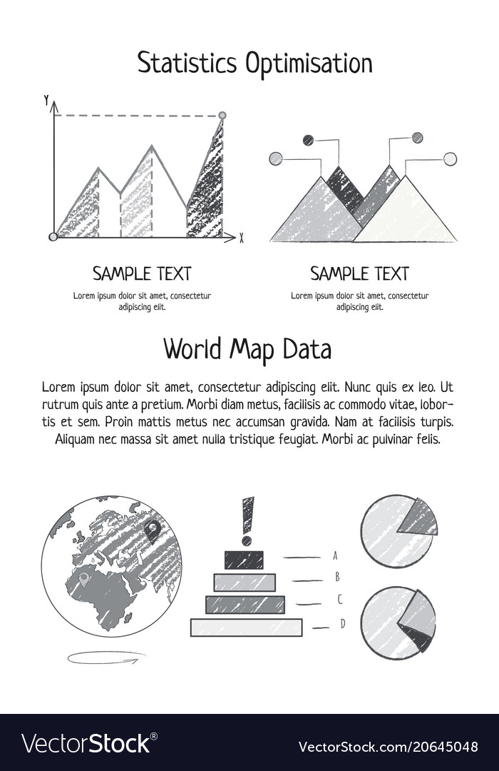 Statistics optimization and world map data poster Vector Image