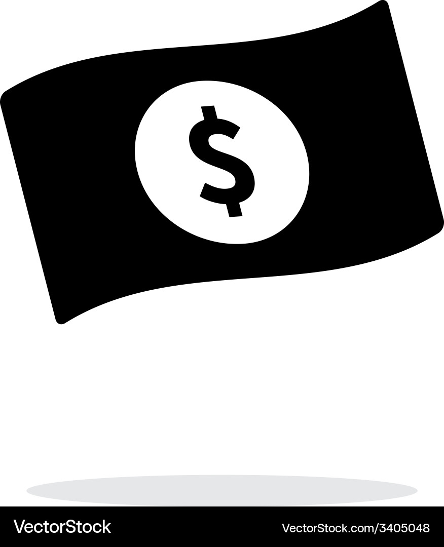 Waving banknote with dollar sign simple icon Vector Image