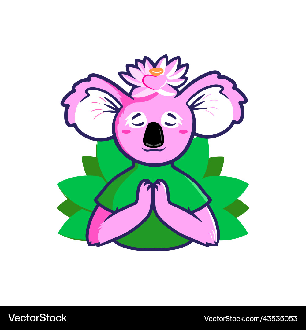 2d character koala in a lotus position Royalty Free Vector