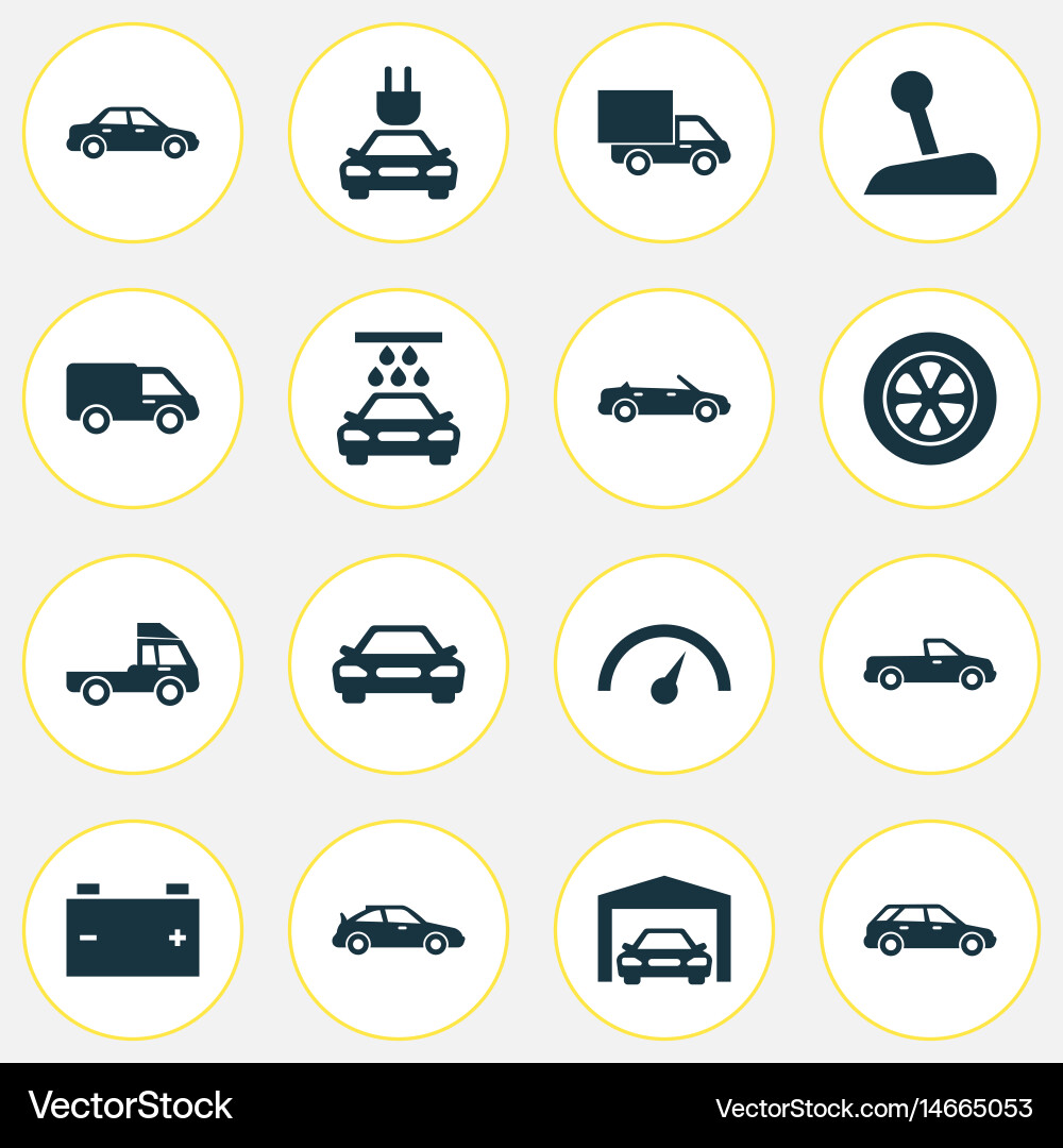 Auto icons set collection automobile Royalty Free Vector