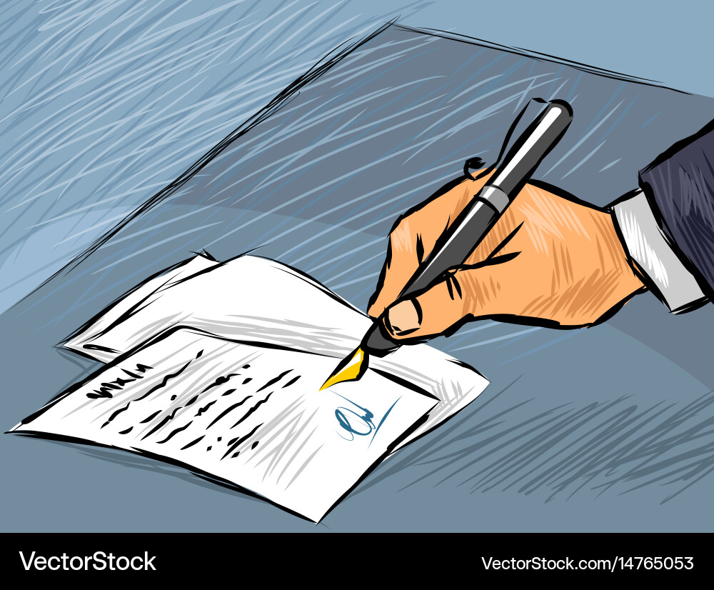 Businessman signing act Royalty Free Vector Image