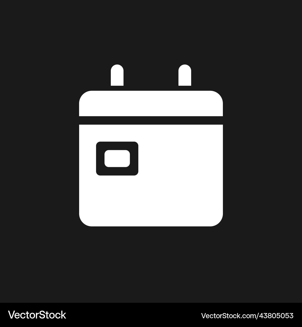 Calendar dark mode glyph ui icon Royalty Free Vector Image