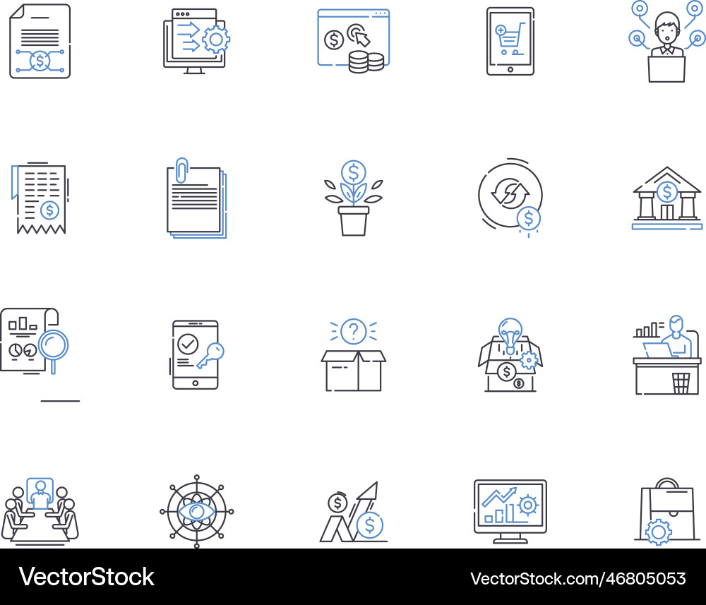 Capital estimation line icons collection Vector Image
